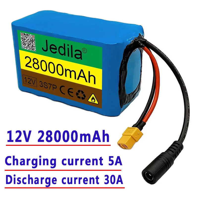 100%New12V 28Ah New Battery Pack 3S7P 28A Same port charge and ...