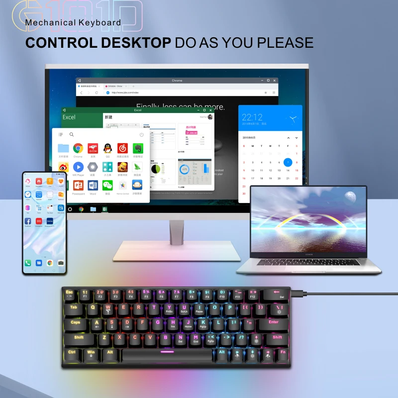 G101D-Mechanical-Gaming-Keyboard-63-Keys-Compact-Wired-Computer ...