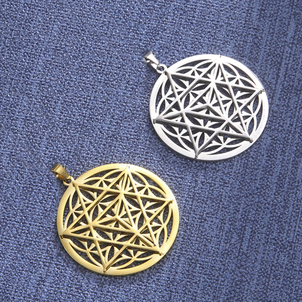 Stainless Steel Pendant Flower Life | Sri Yantra Charms | Sacred ...