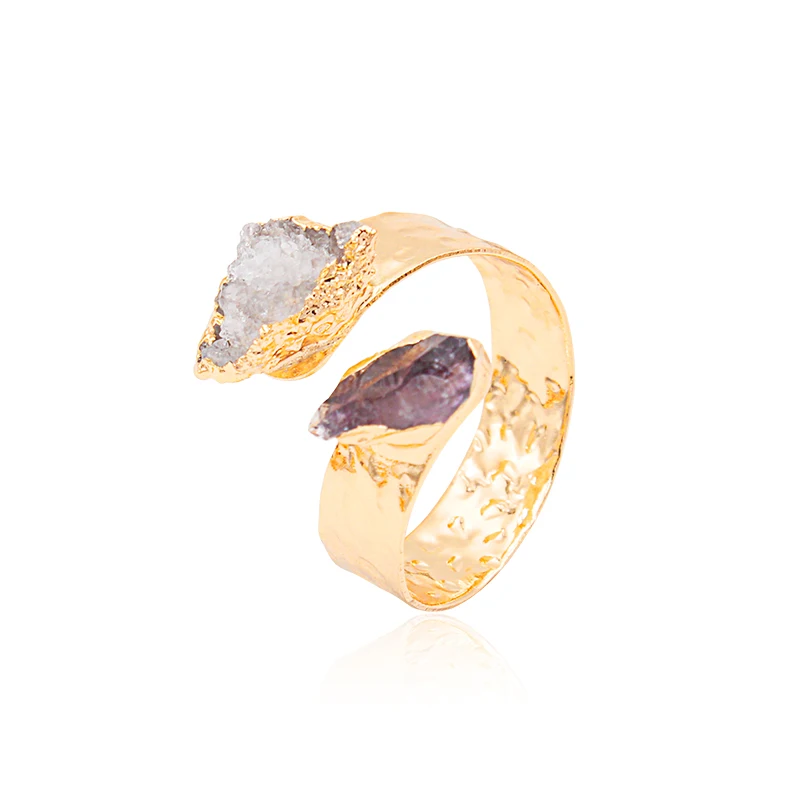 Anillo-abierto-de-cuarzo-de-cristal-crudo-Irregular-para-mujeres-y-ni ...