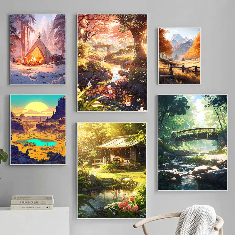 Spectacular Views Wildflower Field Poster Scenic Nature Mountain Valley ...