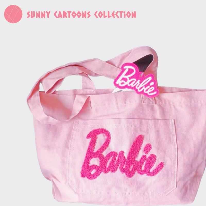Miniso-Barbie-Handbag-for-Women-Plush-Embroider-Design-Print-Letter ...