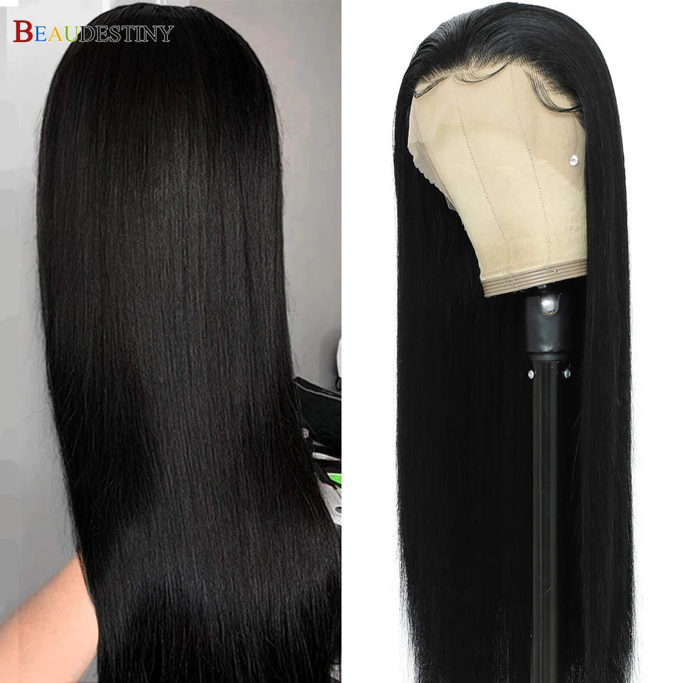 Perruque-Lace-Wig-synth-tique-lisse-noire-13x1-perruque-Lace-Wig-de ...