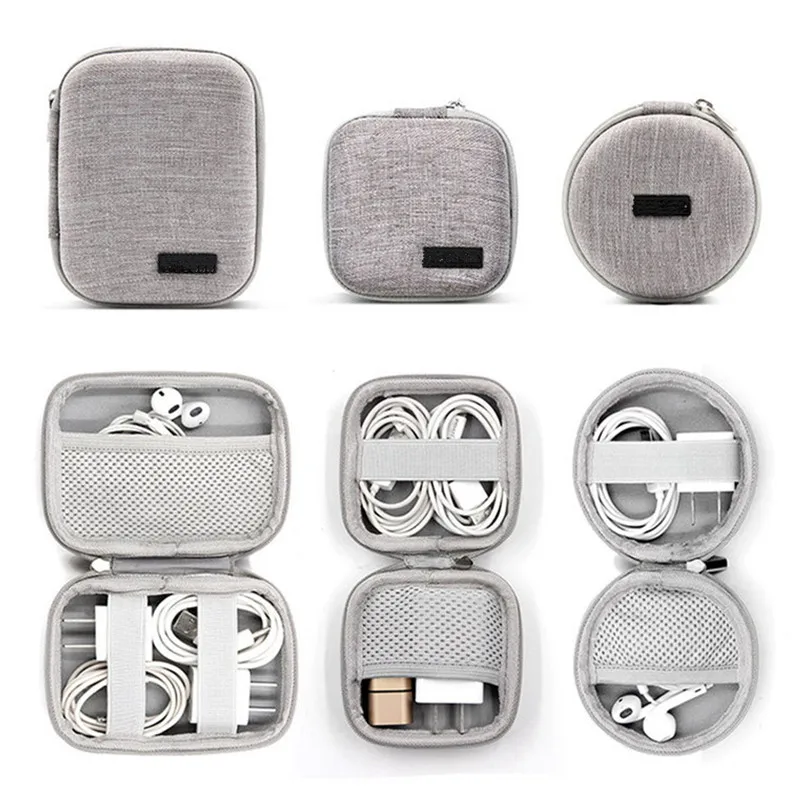 Small Oval Earphone Storage Bags Hard Shell Data Cable Organizer Bag ...
