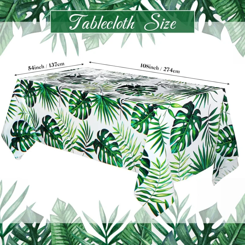 54x108 In Hawaiian Luau Party Tablecloth Tropical Palm Leaves Table ...