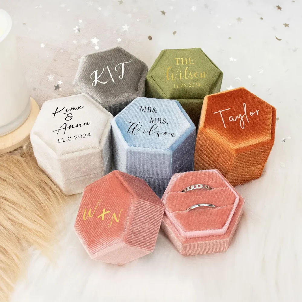 Ring-Box-Personalized-Velvet-Hexagon-Engagement-Ring-Box-Double-Slot ...