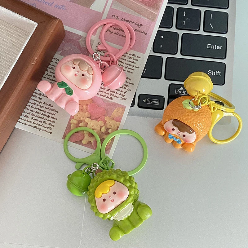 1-5Pcs-Fruits-Bell-Keychain-Cartoon-Blizzard-Fruit-Resin-Keychain-For ...