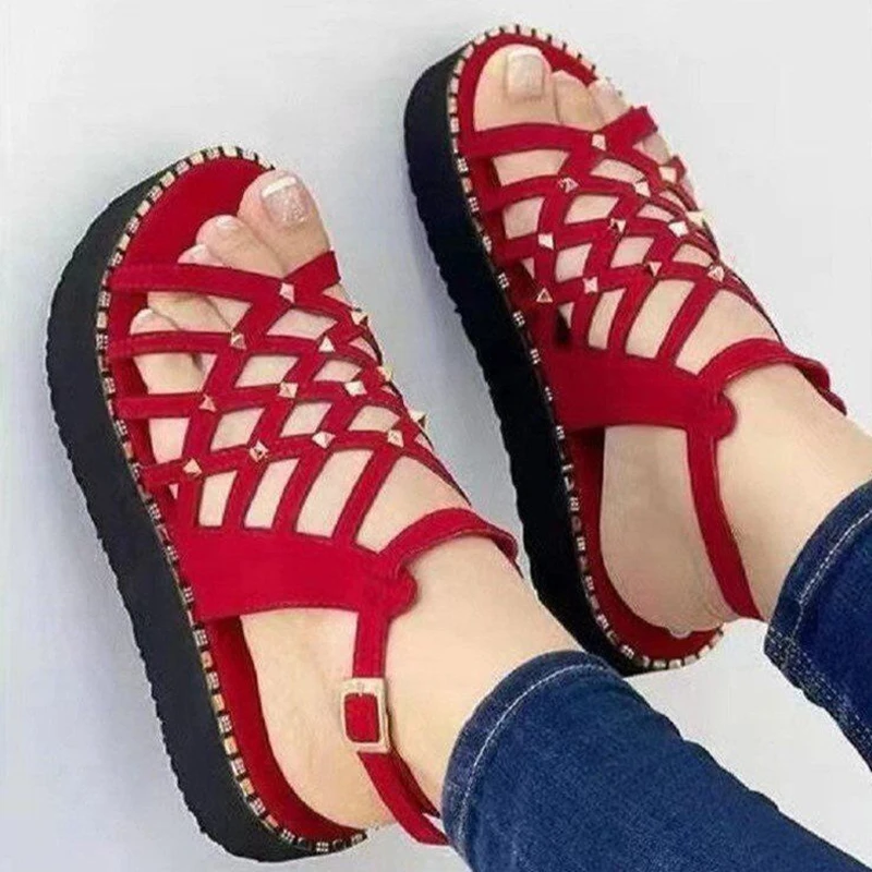 Summer Women Sandals Gladiator Flat Heels Sandals Open Toe Shoes Women ...
