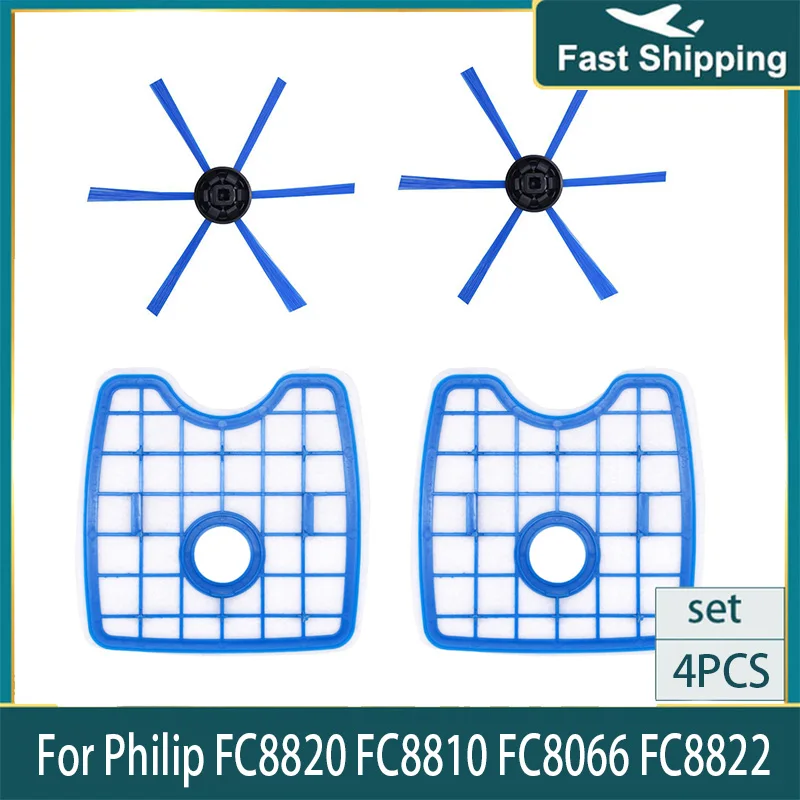 2-Filter-2-Round-Brush-for-Philips-Robot-FC8820-FC8810-FC8066-FC8822 ...