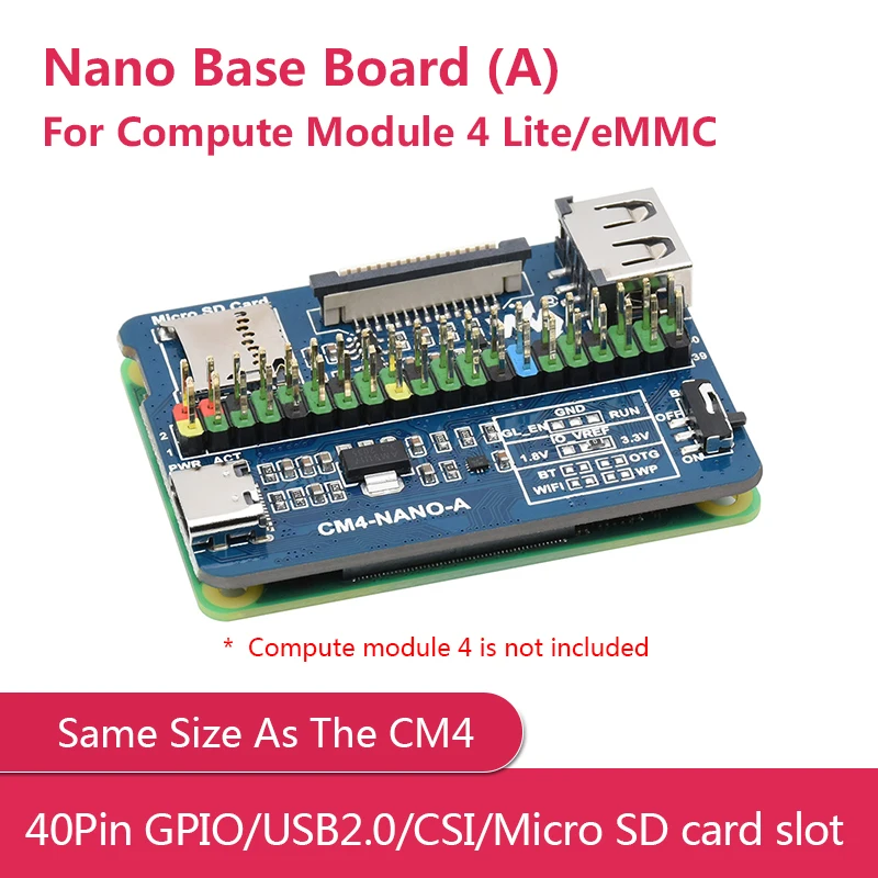Nano-Base-Board-A-For-Compute-Module-4-Lite-eMMC-With-40Pin-GPIO-USB2-0 ...