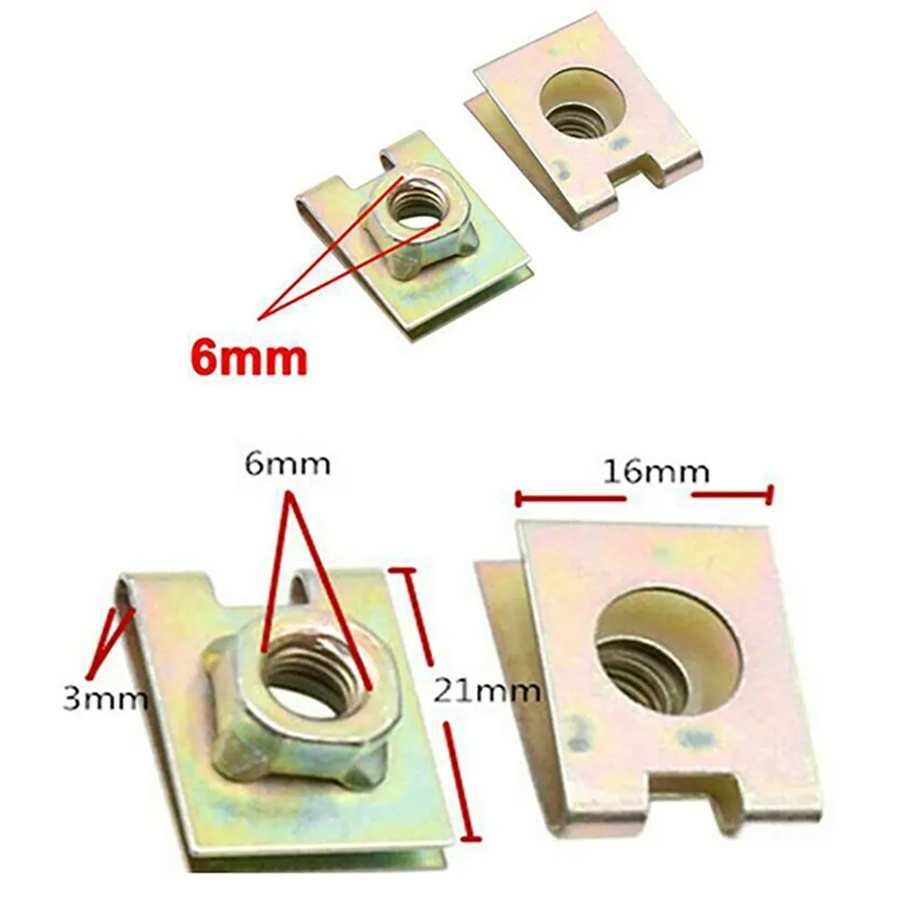 20pcs-Metal-U-Clips-Speed-Nuts-Fastener-Rivet-M6-For-Car-Pannel-Fender ...