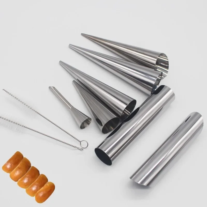 Kitchen-Stainless-Steel-Baking-Cones-Pastry-Roll-Cake-Mold-Spiral-Baked ...