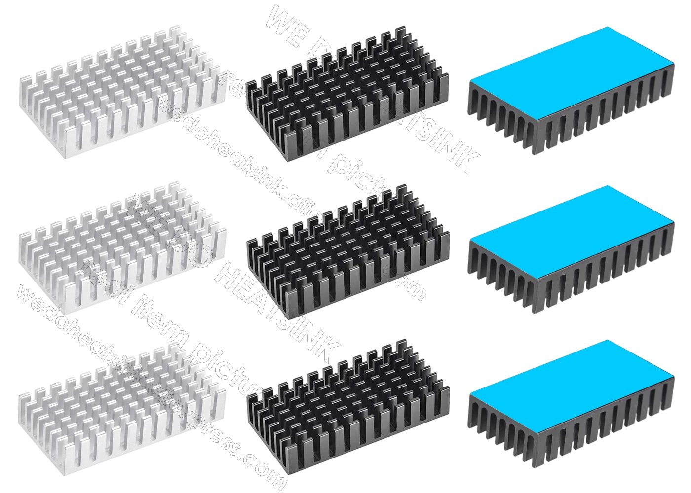 50x25x10mm-Silver-Black-Blue-Slot-Heatsink-Cooling-Fin-Aluminum-Heat ...