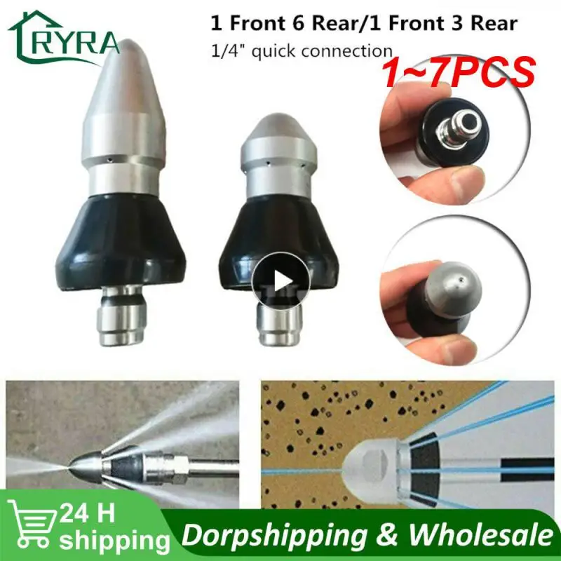 1-7PCS-Inch-Sewer-Cleaning-Tool-High-pressure-Nozzle-Pipe-Dredger ...