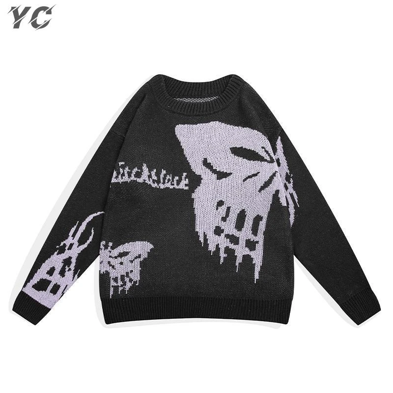 Hip Hop Mens Knitwear Women's Sweaters Harajuku Butterfly Male Oversize ...