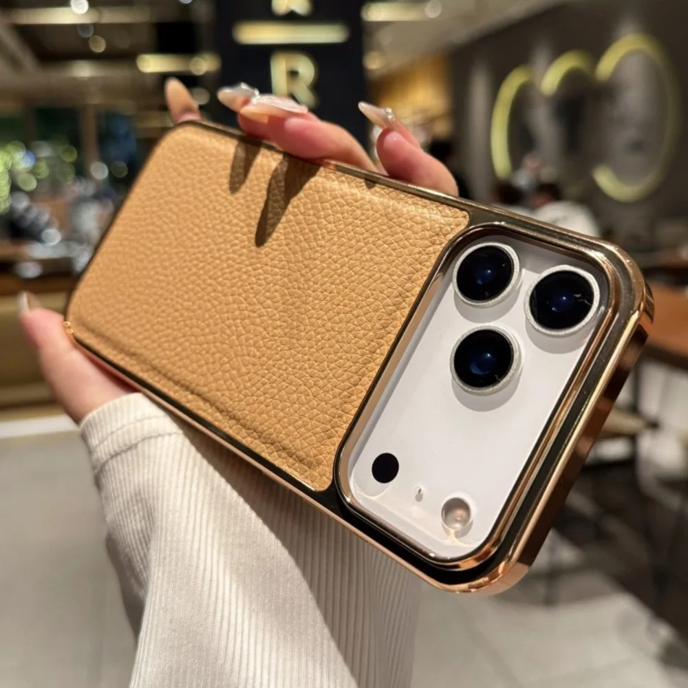 Original Matte Litchi Leather Texture Case for iPhone 17 AIR 16 15 14 ...