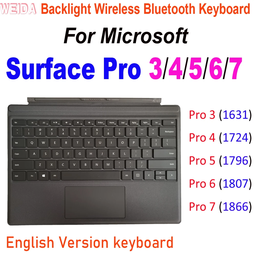 New Backlight Wireless Bluetooth Keyboard For Microsoft Surface Pro 7 4 ...