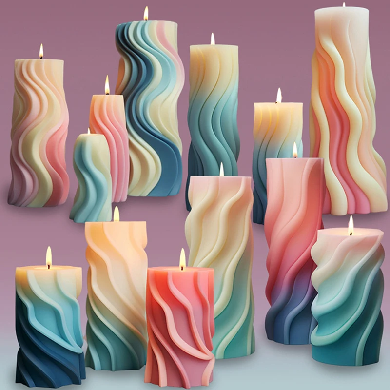 Vela-cil-ndrica-espiral-da-aromaterapia-do-molde-do-silicone-onda-DIY ...
