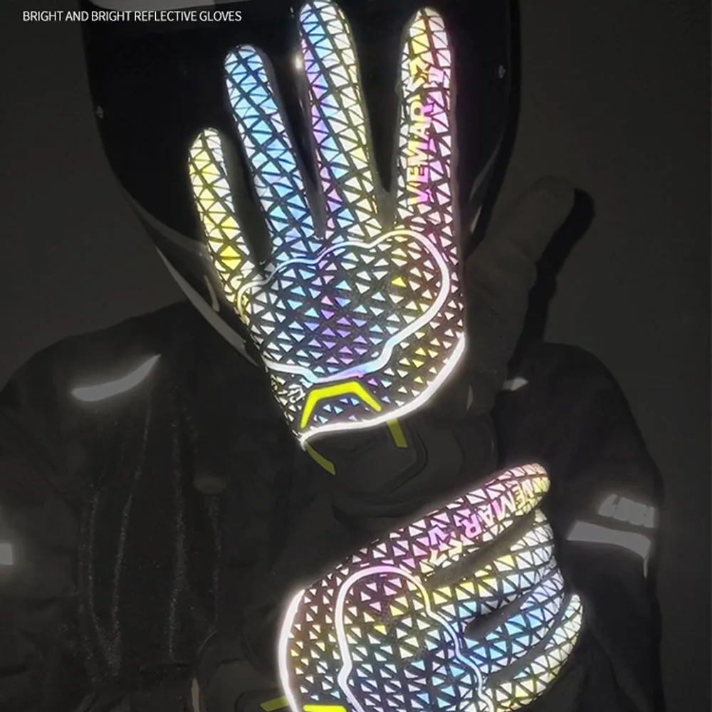High Reflective Summer Motorcycle Gloves Men Touch Screen Full Finger ...