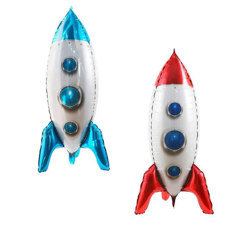 2pcs 4D Standing Foil Inflatable Rocket Balloons Kids Outer Space Theme ...