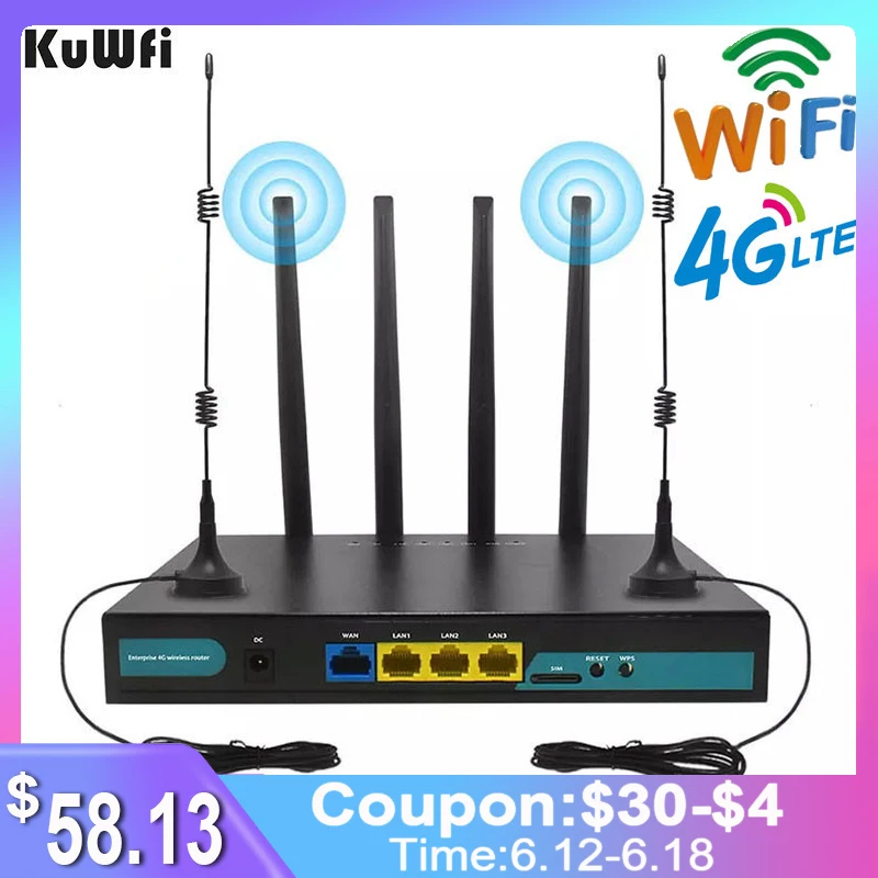 KuWFi 4G WiFi Router 300Mbps CPE Router With Sim Slot Modem Support 32 ...