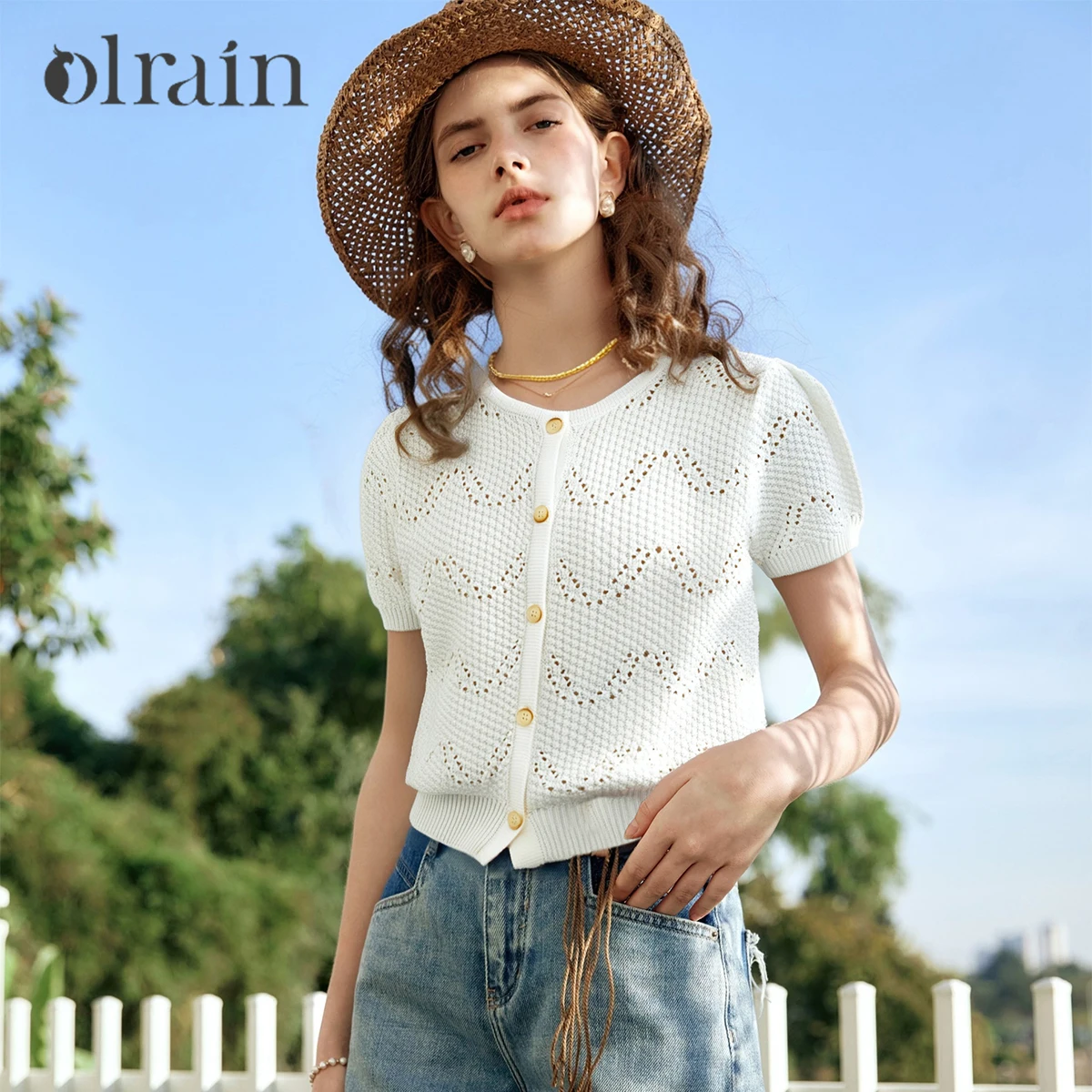 OLrain Summer Vacation Knitted Cardigan Woman 2026 French Hollow Out ...