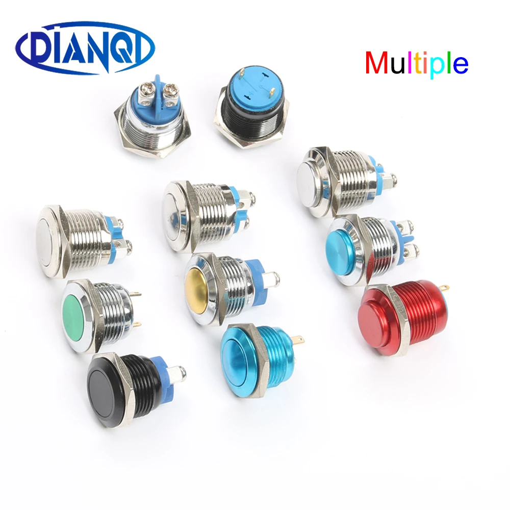 16mm-metal-push-button-waterproof-nickel-plated-brass-car-button-switch ...