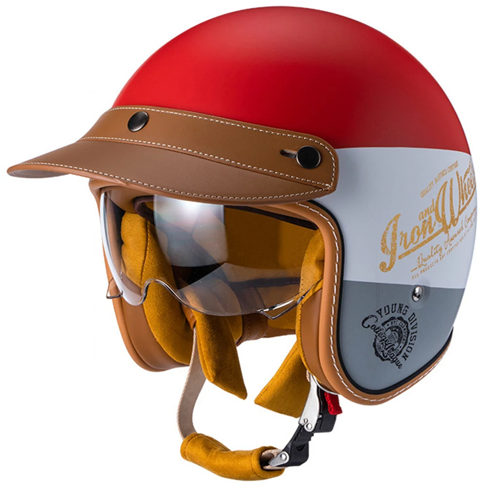 Retro Motorcycle Helmet Four Seasons Helmet Half Face Motorbike Crash ...