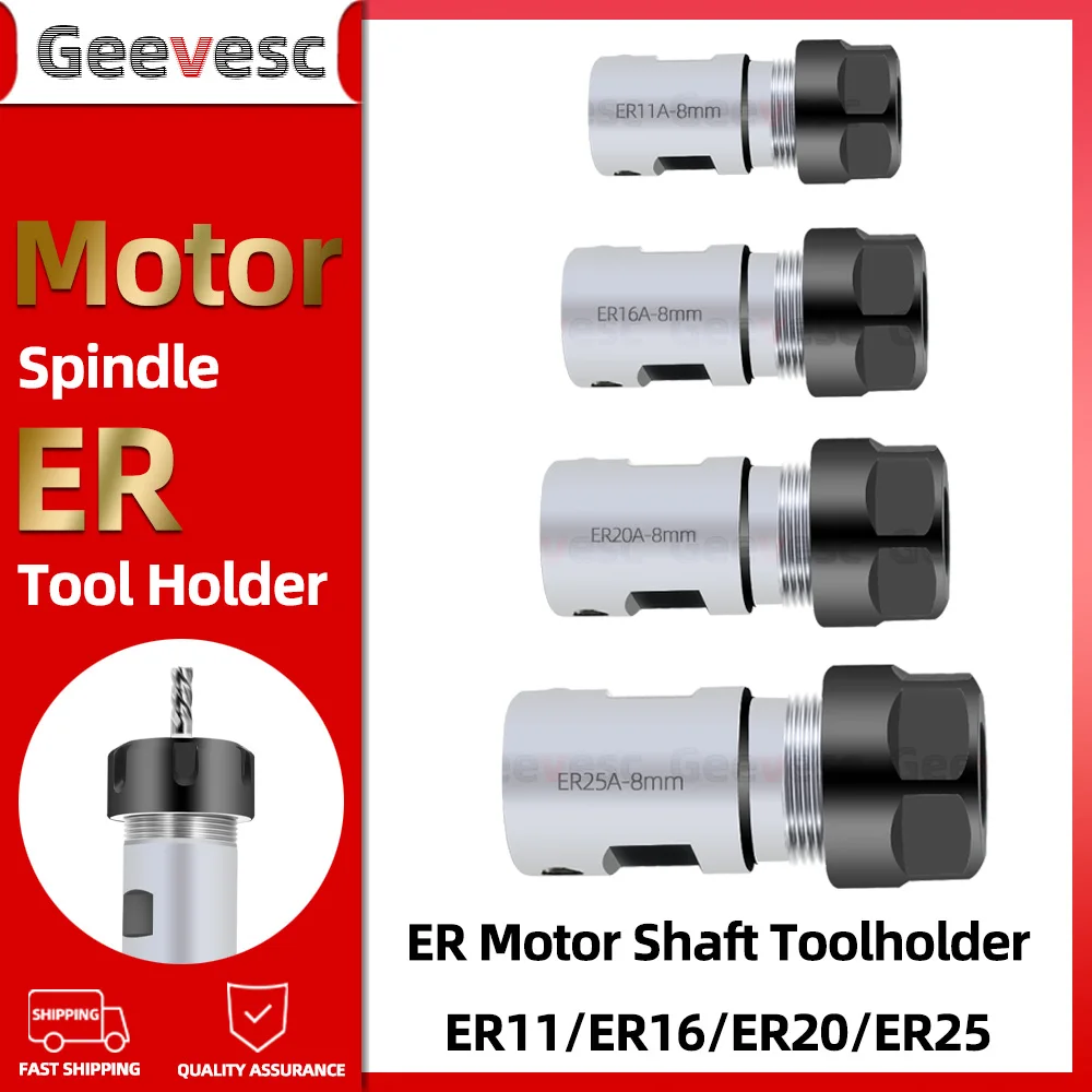ER8 ER11 ER16 ER20 ER25 Chuck Collet Spindle DIY Motor Shaft Extension ...