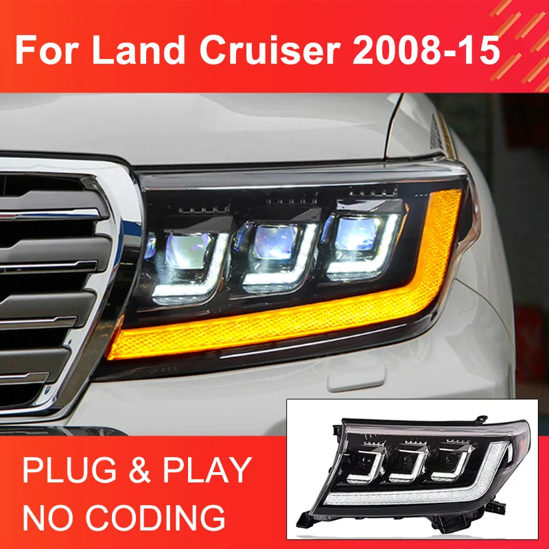 1-Pair-LED-Headlights-for-Toyota-Land-Cruiser-2008-2015-Headlights-Plug ...