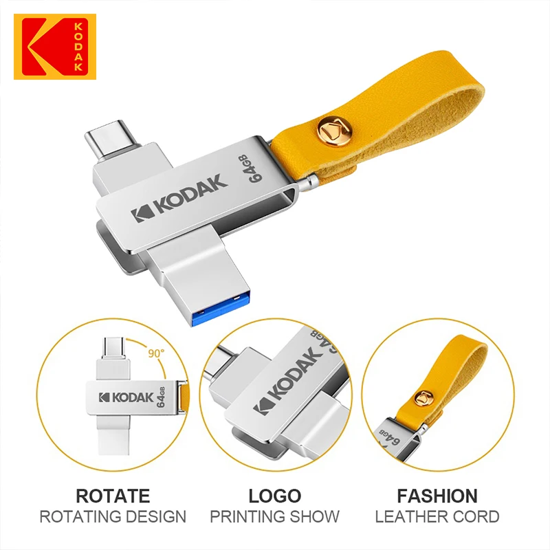 Kodak-OTG-USB-Flash-Drive-128GB-Type-C-Pendrive-K243C-Metal-USB3-1-64GB ...