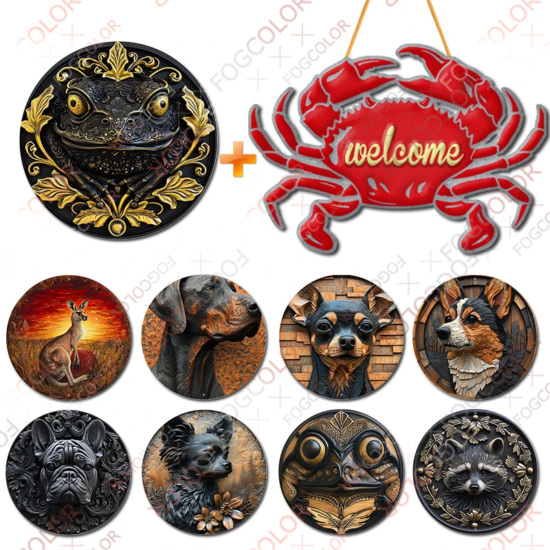 Crab-Fluorescence-Welcome-Metal-Sign-Frog-Metal-Sign-Animal-Decor-Home ...