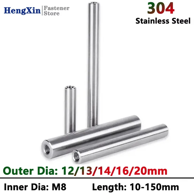 OD 12/13/14/16/20mm M8 304 Stainless Steel Internal Threaded Cylindral ...