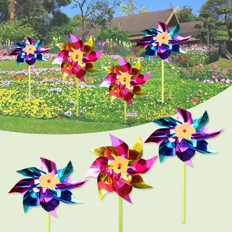 5pcs-Plastic-Windmill-Rainbow-Pinwheel-Colorful-Windmill-Stakes ...