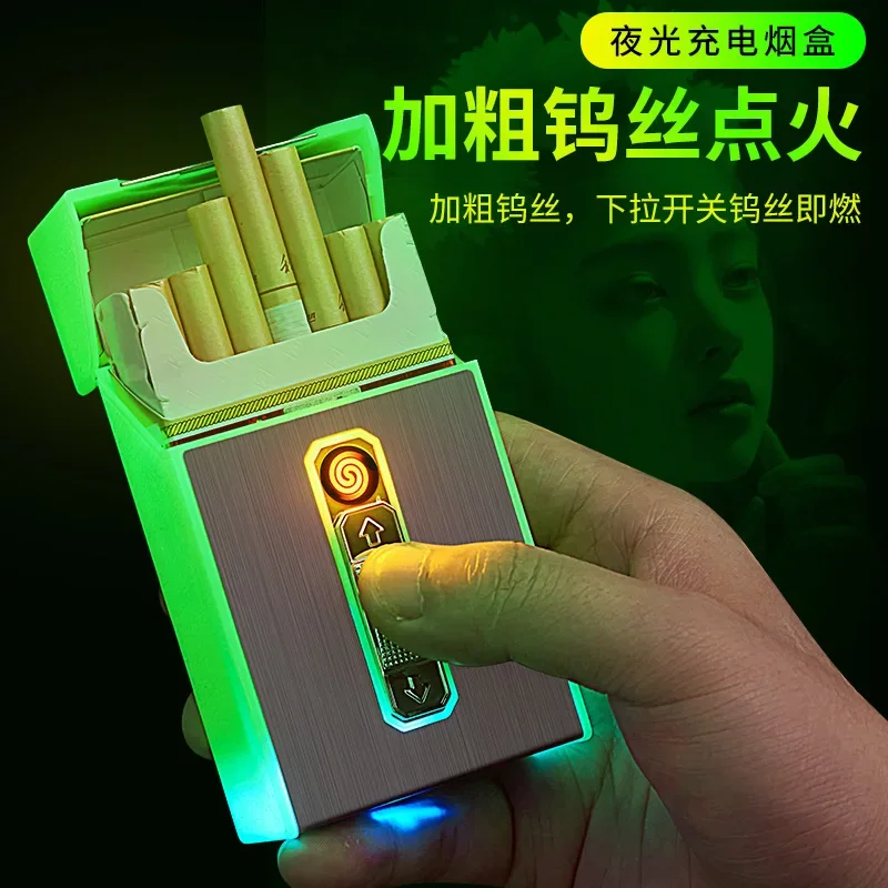 Waterproof Luminous Cigarette Case with Cigarette Lighter ...