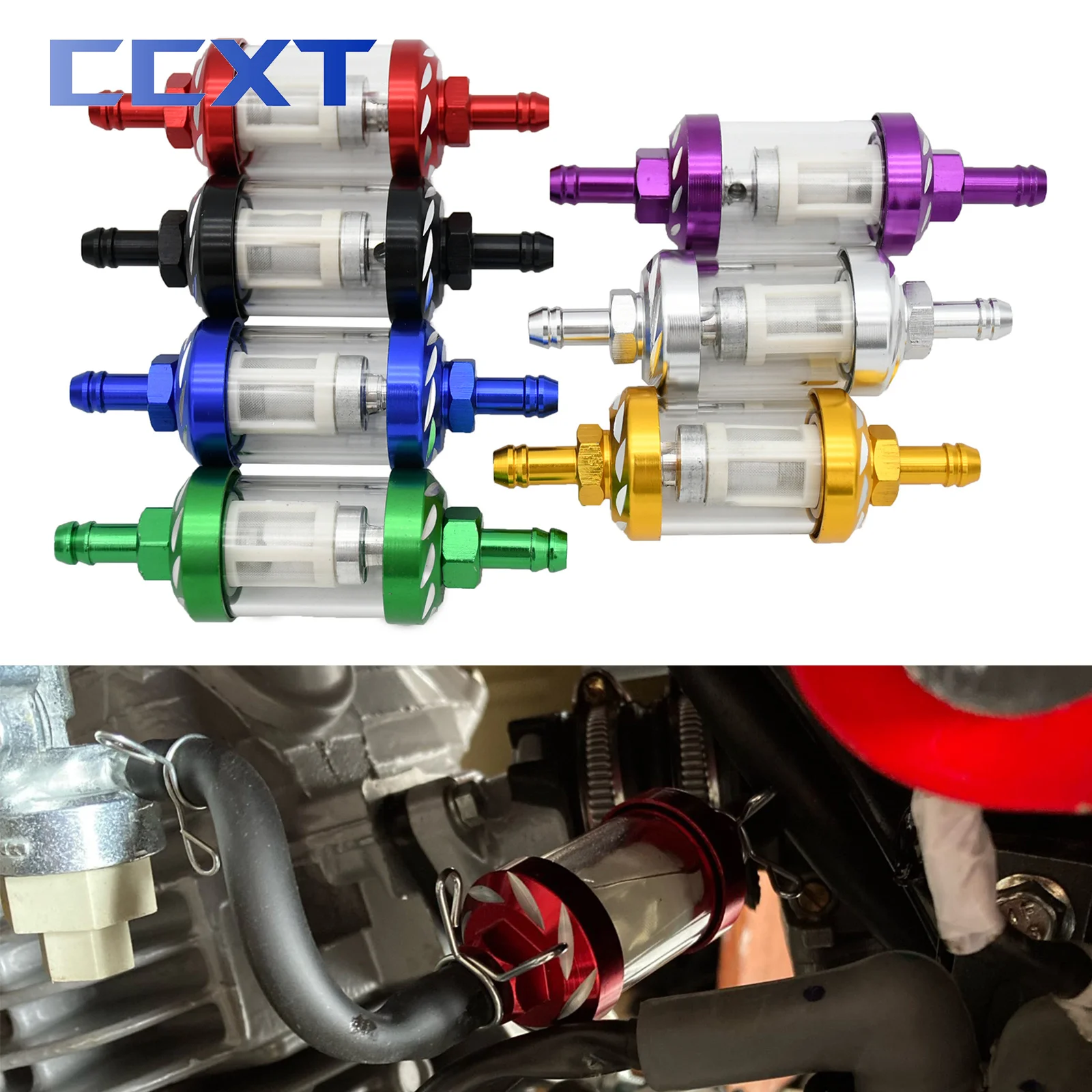CNC-8mm-Universal-Glass-Gas-Fuel-Gasoline-Oil-Filter-For-ATV-Honda-KTM ...