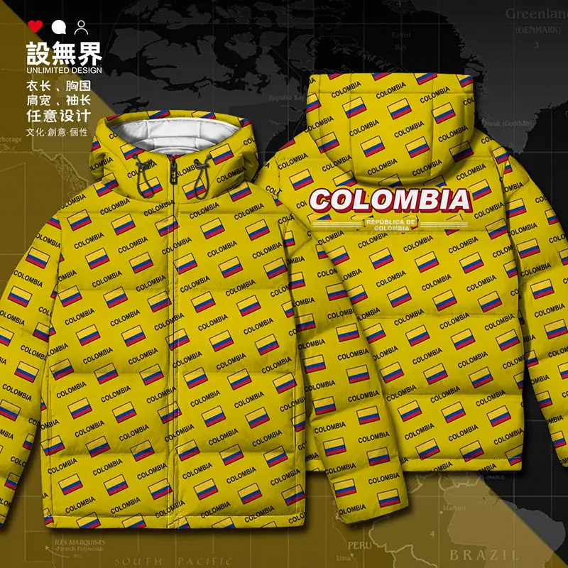 Colombia-Colombian-COL-country-flag-White-duck-down-Jackets-clothes ...