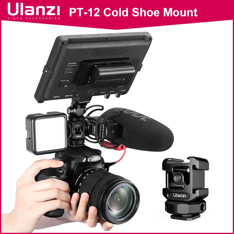 Ulanzi PT 12 DSLR Cold Shoe Mount Adapter DSLR Monitor Mount Three Cold ...