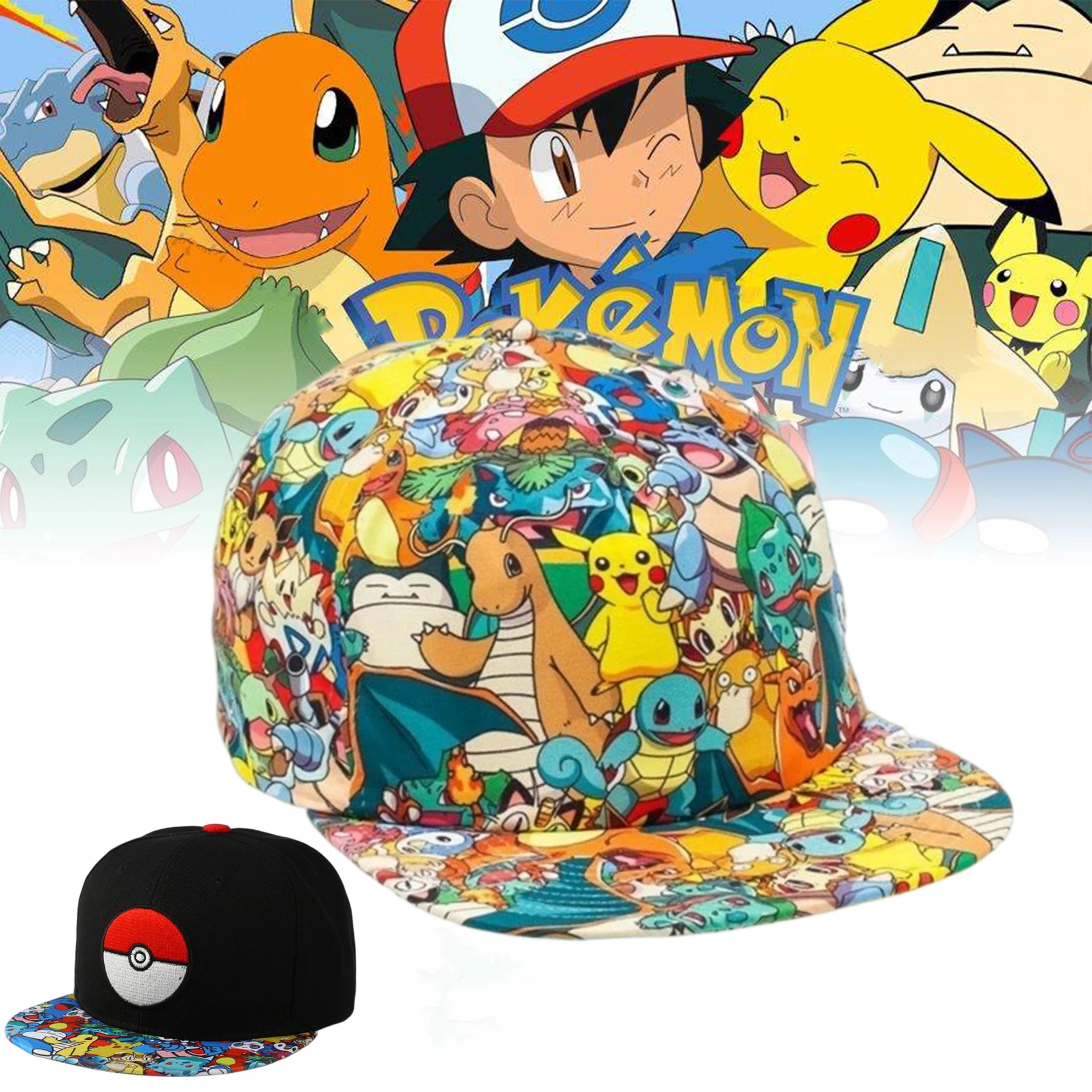 Pokemon Pikachu Baseball Cap Children's Hat Adjustable Pokemon Cosplay ...