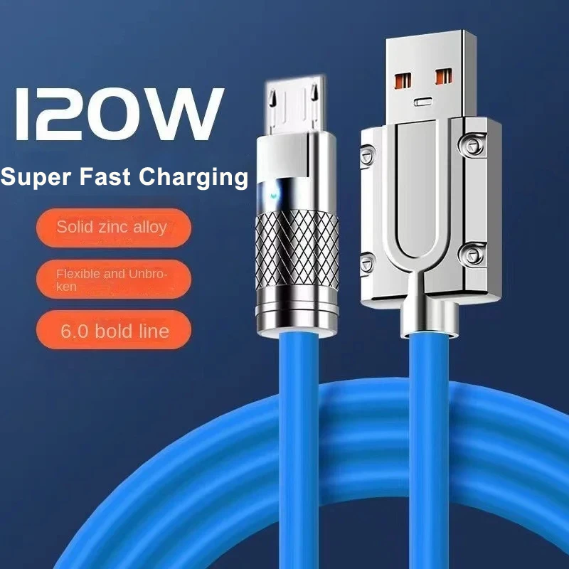Micro USB Fast Charging Cable Liquid Silicone 120W 7A LED Micro USB ...