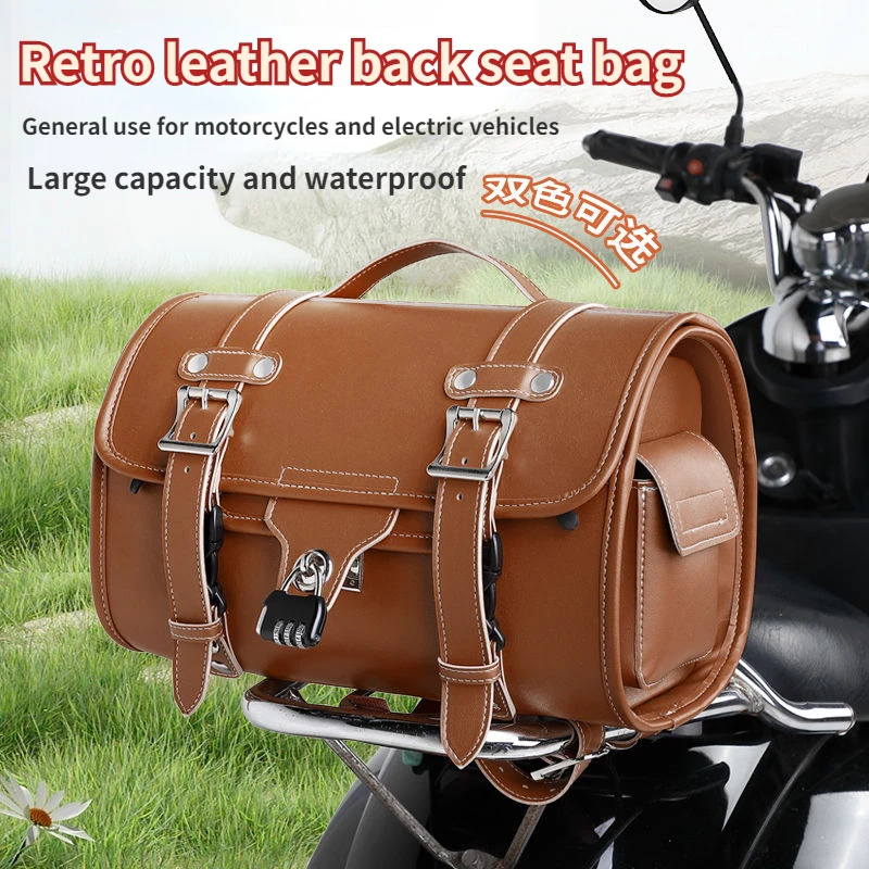 Electric-Motorcycle-Rear-End-Bag-Retro-Universal-Shelf-Bag-Retro-Style ...