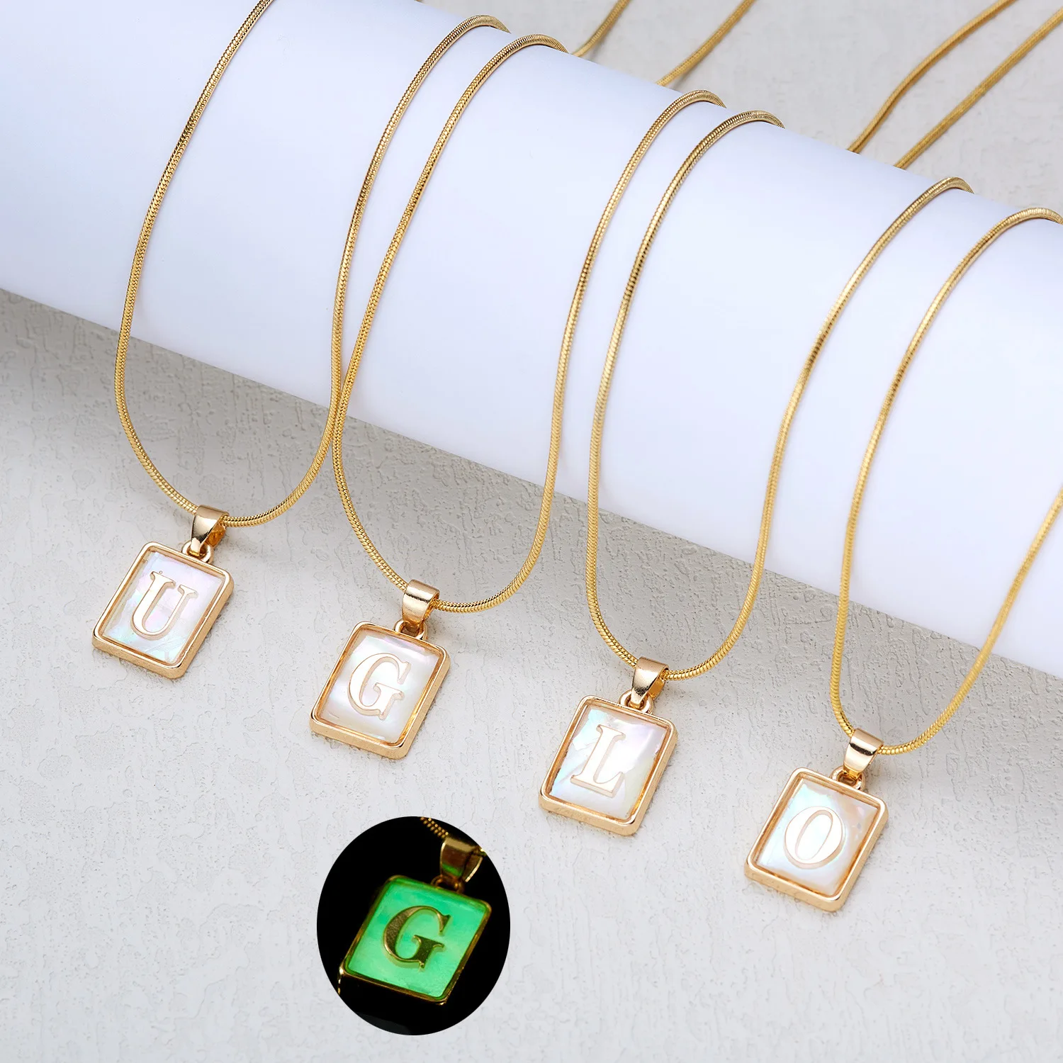 New-Minimalist-Mother-of-Pearl-Shell-Stainless-Steel-Initial-Necklace ...