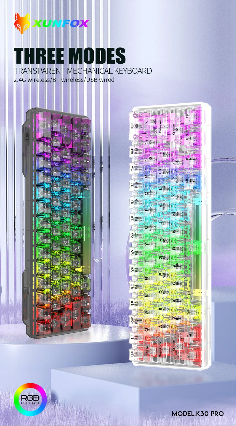 Wireless-RGB-Transparent-Mechanical-Gaming-Keyboard-Hot-Swappable-Three ...