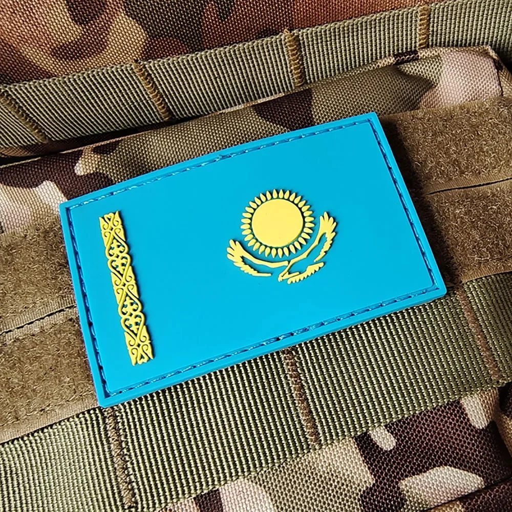 Kazakhstan-Flag-PVC-Patch-Stripe-Stickers-Emblem-Appliques-Tactical-Morale-Patches-on-Clothes ...