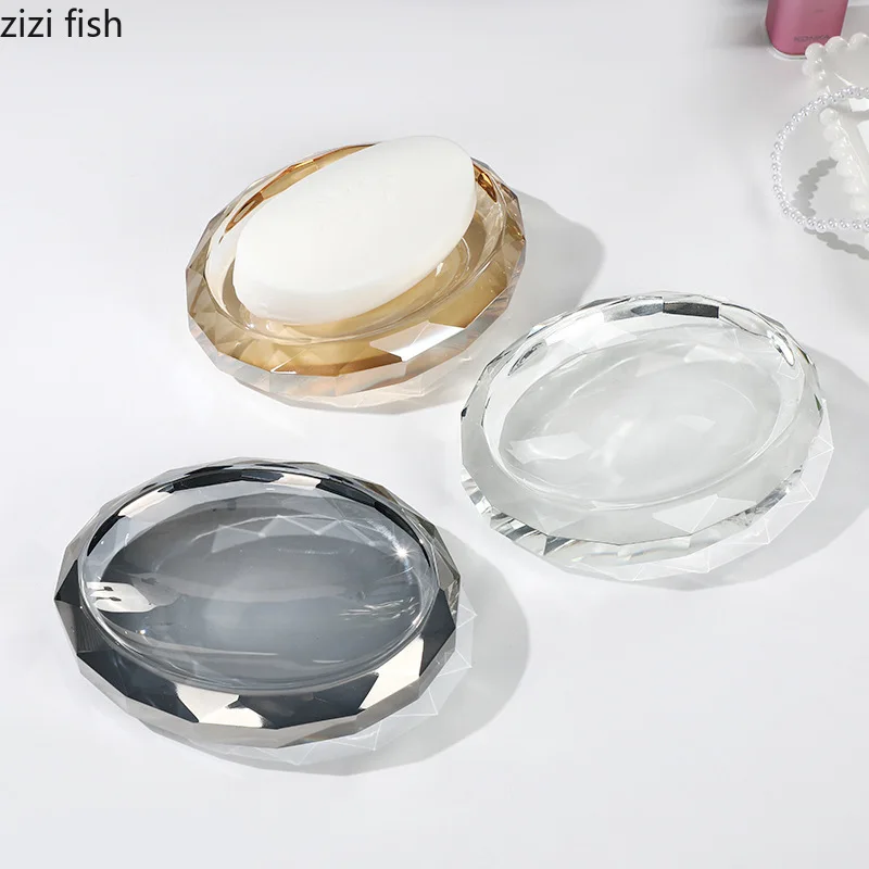 Transparent Glass Soap Dish Crystal Soap Box Bathroom Accessories Soaps ...