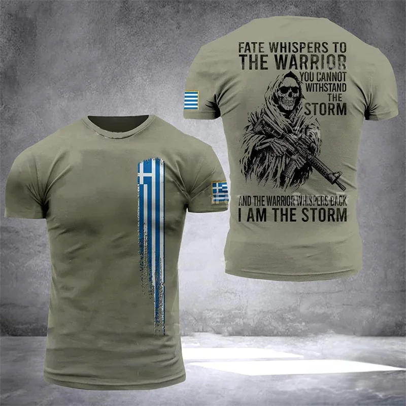 Hellas Totem Greece Emblem Graphic T Shirts Men Clothing 3D Print Greek ...