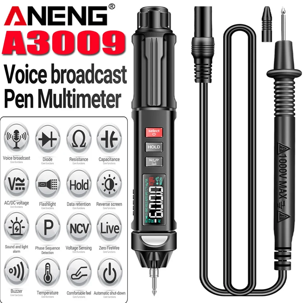 ANENG-A3009-PRO-Mini-Digital-Multimeter-Pen-6000-Counts-Voltage-VA ...