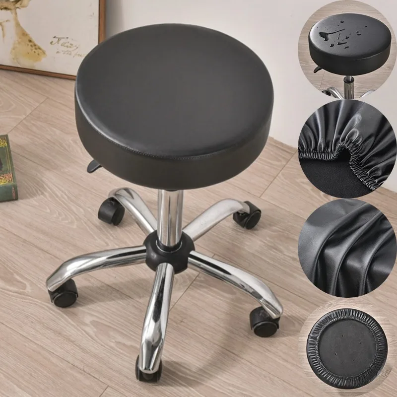 Waterproof Round Stool Cover Pu Leather Elastic Bar Stool Covers All ...