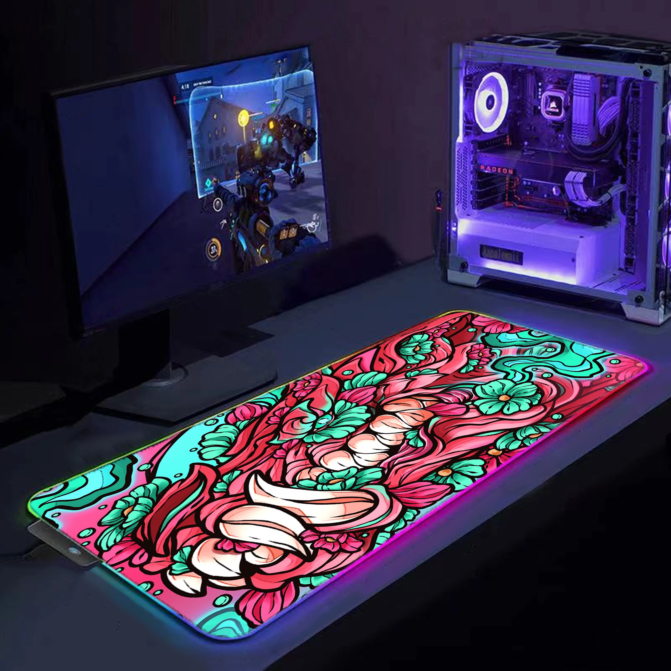 Rgb 게임용 마우스 패드 게이머 몬스터 드래곤 컴퓨터 키보드 매트 Led 게임 액세서리 조명 테이블 게임용 마우스 패드 기가팩토리
