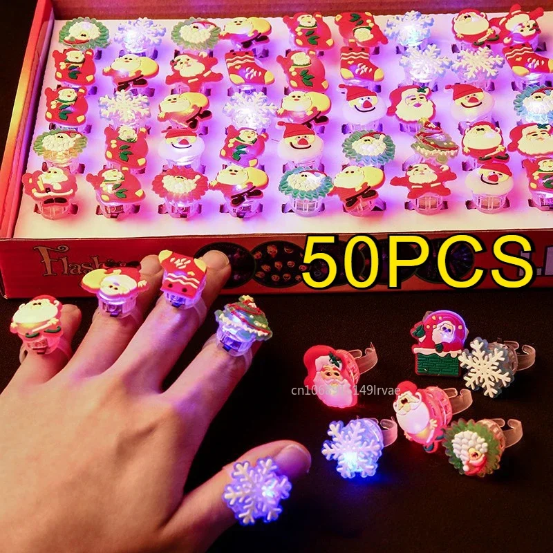 50-5Pcs-Mini-LED-Cartoon-Santa-Claus-Light-Up-Finger-Ring-Toys-Kids ...